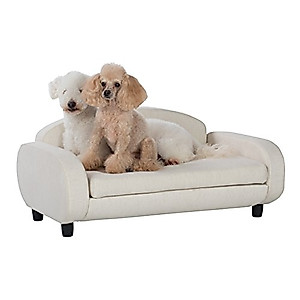 Paws & Purrs Modern Pet Sofa 31.5" Wide Low Back Lounging Bed with Removable Mattress Cover in Espresso/Oatmeal