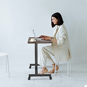 IWORKBOARD Mobile Laptop Desk, 27 inches Rolling Adjustable Height Desk, Mobile Portable Standing Desk, Pneumatic Sit Stand Desk with Wheels for Home Offices and School Rolling Table