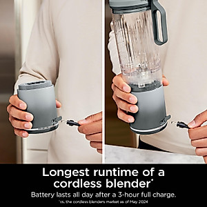 Ninja Blast Max, Portable Blender + Twist & Go, Personal Blender, Ninja Blender, Smoothie, Blend, Ice Crush, 3 Programs, Cordless, 22 oz removable Vessel, Dishwasher Safe, Leakproof, Silver, BC251SL
