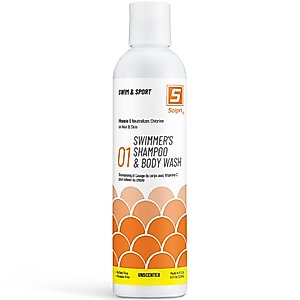 Solpri Swimmers Chlorine Swim Shampoo and Body Wash for Kids & Adults - Unscented with Vitamin C, 8 Fl Oz