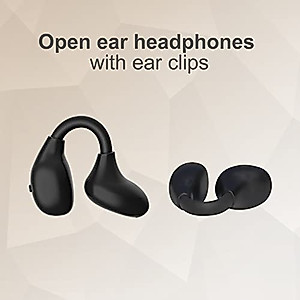 SQRMINI Open Ear Headphones, Sports Open Ear Wireless Earbuds, Bluetooth Clip On Ear Comfort Earbuds for Cycling Driving, Walking, Ring Earbuds with 30Hours Playtime