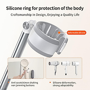 Generic Lazy Hair Dryer Bracket Hands-Free Hair Dryer Holder Adjustable, Bathroom Wall Mount Blow Dryer Holder with Cable Hanger, Firmly Installed on The Wall or Mirror Easy Installation White