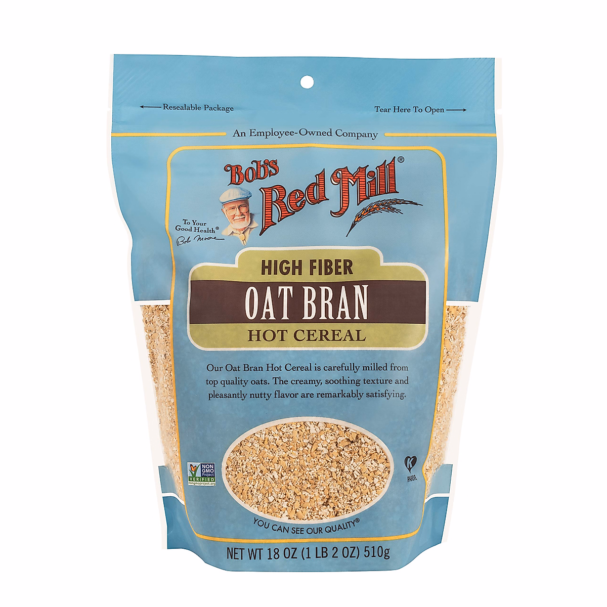 Bob's Red Mill Oat Bran, 18oz (Pack of 4) - Non GMO, Vegan, Kosher