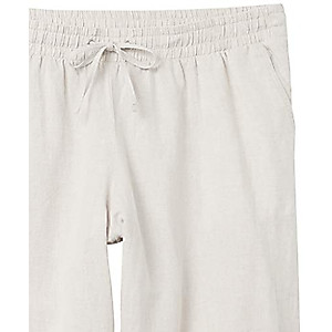 Amazon Essentials Women's Linen Blend Drawstring Wide Leg Pant (Available in Plus Size), Ecru, Large