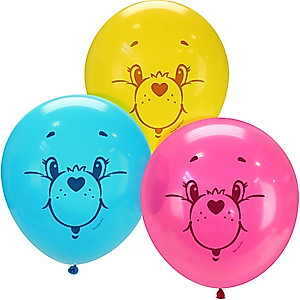Care Bears Latex Balloons Set of 12 - Colorful Party Balloons; 4 Pink, 4 Blue and 4 Yellow - Perfect for Kids' Birthdays, Baby Showers, 80s-Themed Events, and Care Bears-Themed Celebrations