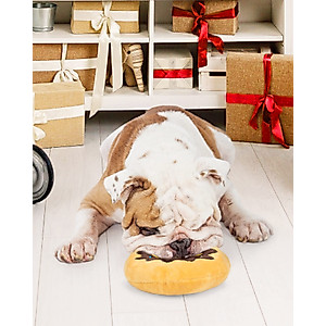 HGB Squeaky Dog Toys, Funny Donut Plush Dog Chew Toys for Teething, Pet Training, and Entertaining, Cute Interactive Dog Toy (3 Pack)