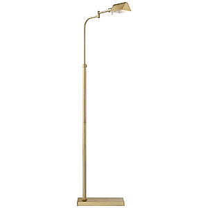 Possini Euro Design Keegan Traditional Swing Arm Pharmacy Floor Lamp 54 1/4" Tall Warm Gold Adjustable Metal Shade Decor for Living Room Reading House Bedroom Home Office House