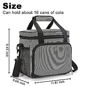 MOV COMPRA 15L Insulated Lunch Bags for Men, Leakproof Lunch Box for Adults, Mens Lunchbox for Work,Picnic,Camping. (24-Can(Stripe))