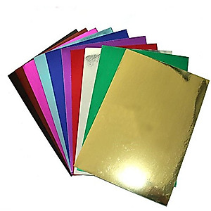 longshine-us 10 Sheets 8" x 12" Soft Touch Metallic Mixed Colors Foil Mirror Cardstock Premium Card Sparkling Assorted Mixed Colors Craft Glitter Cardstock Cardmaker DIY Gift