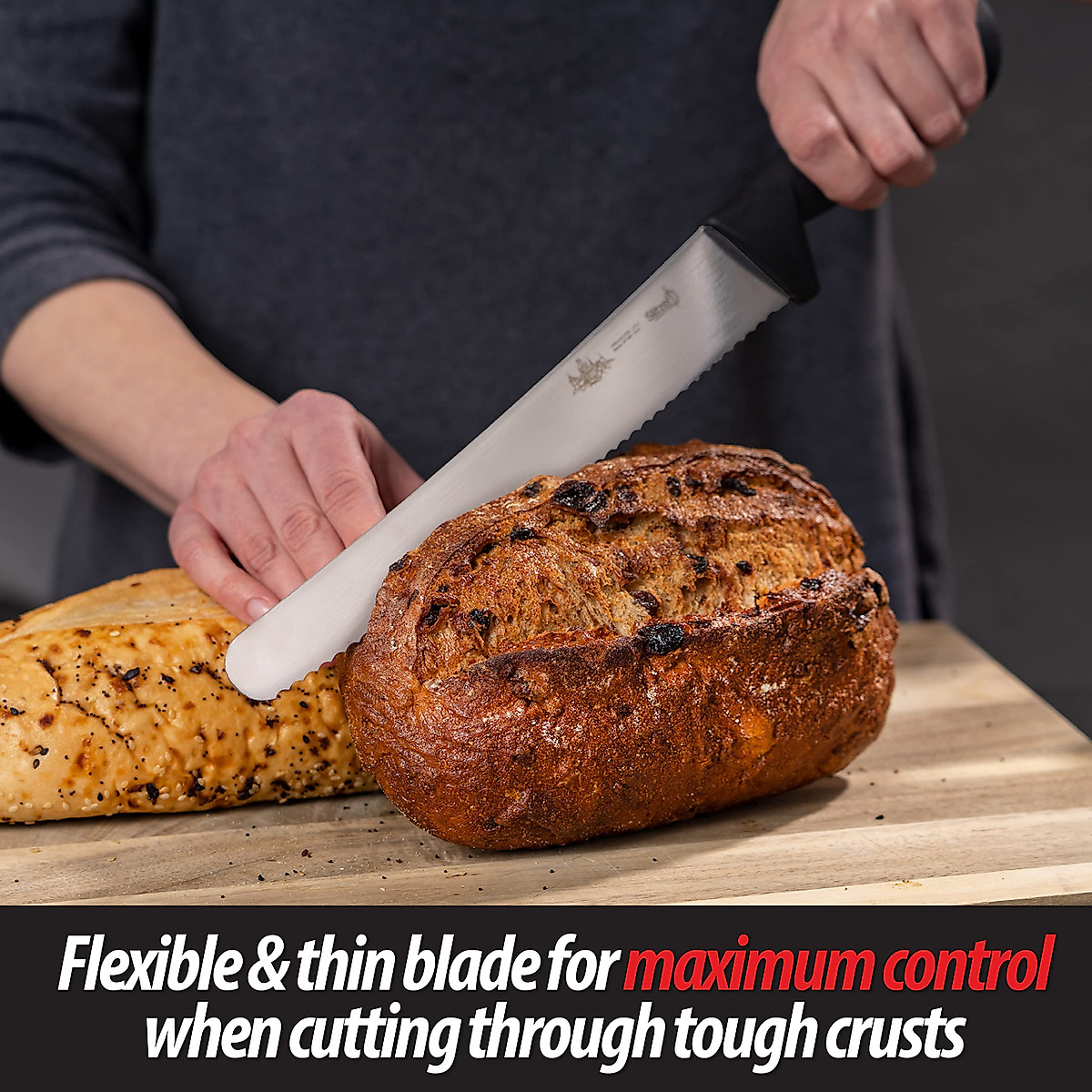 Slitzer Germany 10" Bread Knife, Black Handle