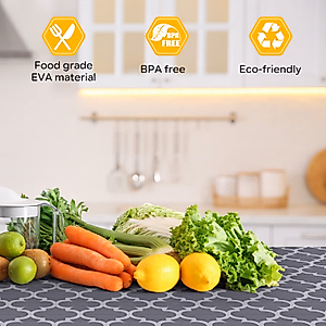 Shelf Liners for Kitchen Cabinets Non-Adhesive Waterproof Drawer Mat Liners Non Slip Refrigerator Liners Plastic Fridge Protectors for Shelves Pantry Cupboard 11.8 Inches x 10 FT Grey