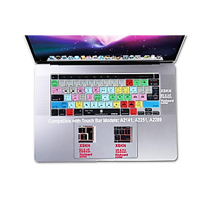 XSKN Premiere Pro Shortcuts Silicone Keyboard Cover Skin for 2019 2020 MacBook Pro 16.2 13.3 inch with Touch Bar and Touch ID A2141 A2251 A2289 A2338 M1 US&EU Version