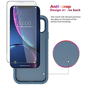 Diverbox for iPhone XR Case [Tempered Glass Screen Protector] [Shockproof] [Dropproof] Heavy Duty Protection Phone Case Cover for Apple iPhone XR Blue