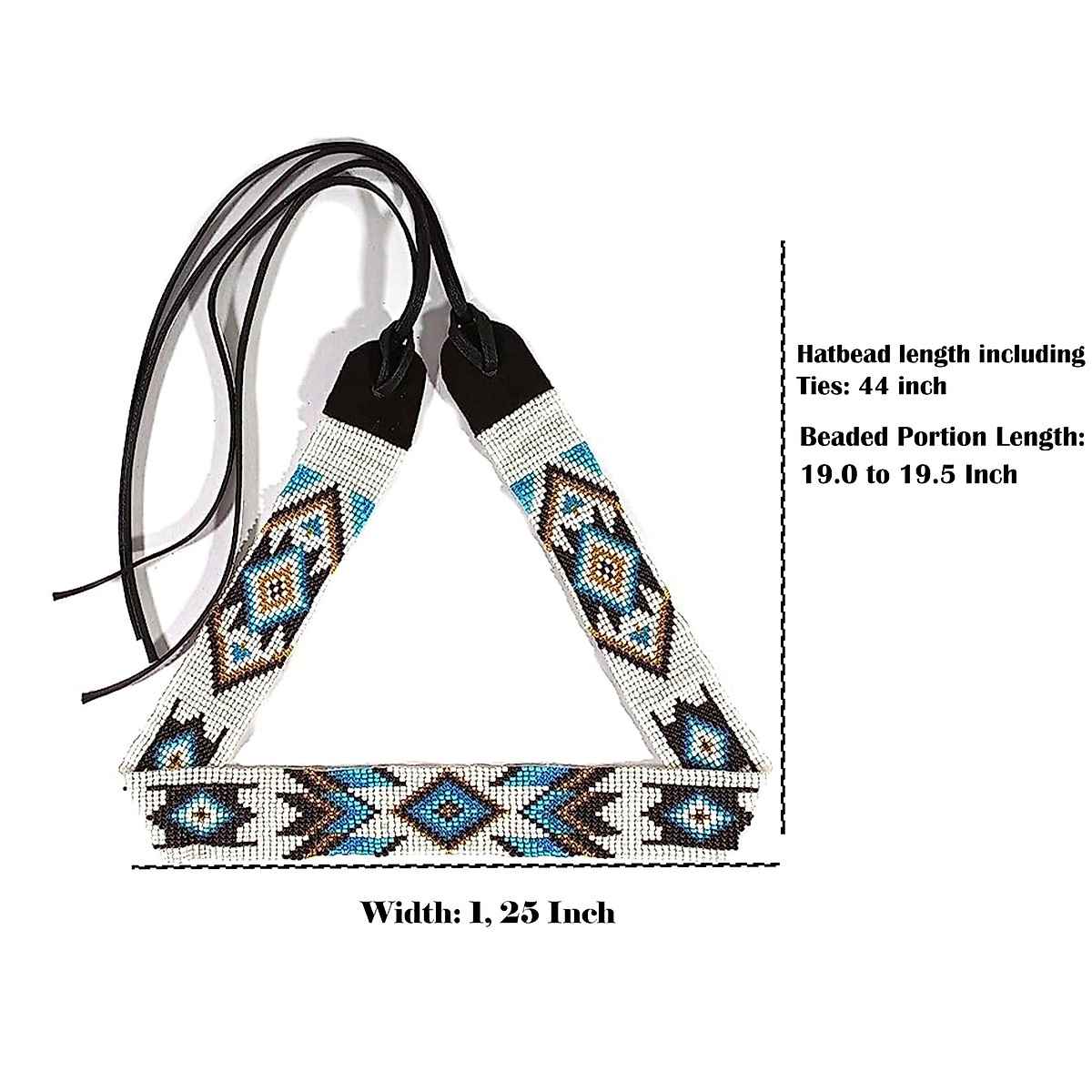 Weavish Beaded Hatband Native American Style Southwestern Cowboy Rode Handmade Head/Hat Band Collection [ ] (White,turquoise)