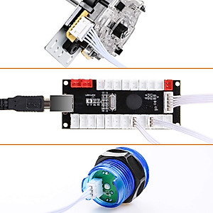 Easyget 4-Player LED DIY Arcade Kit - 4X Zero Delay LED USB Encoder + 4X Joystick + 40x LED Arcade Buttons for PC, Windows, MAME, Raspberry Pi (4P-LED-KIT, Mixed Color Kit)