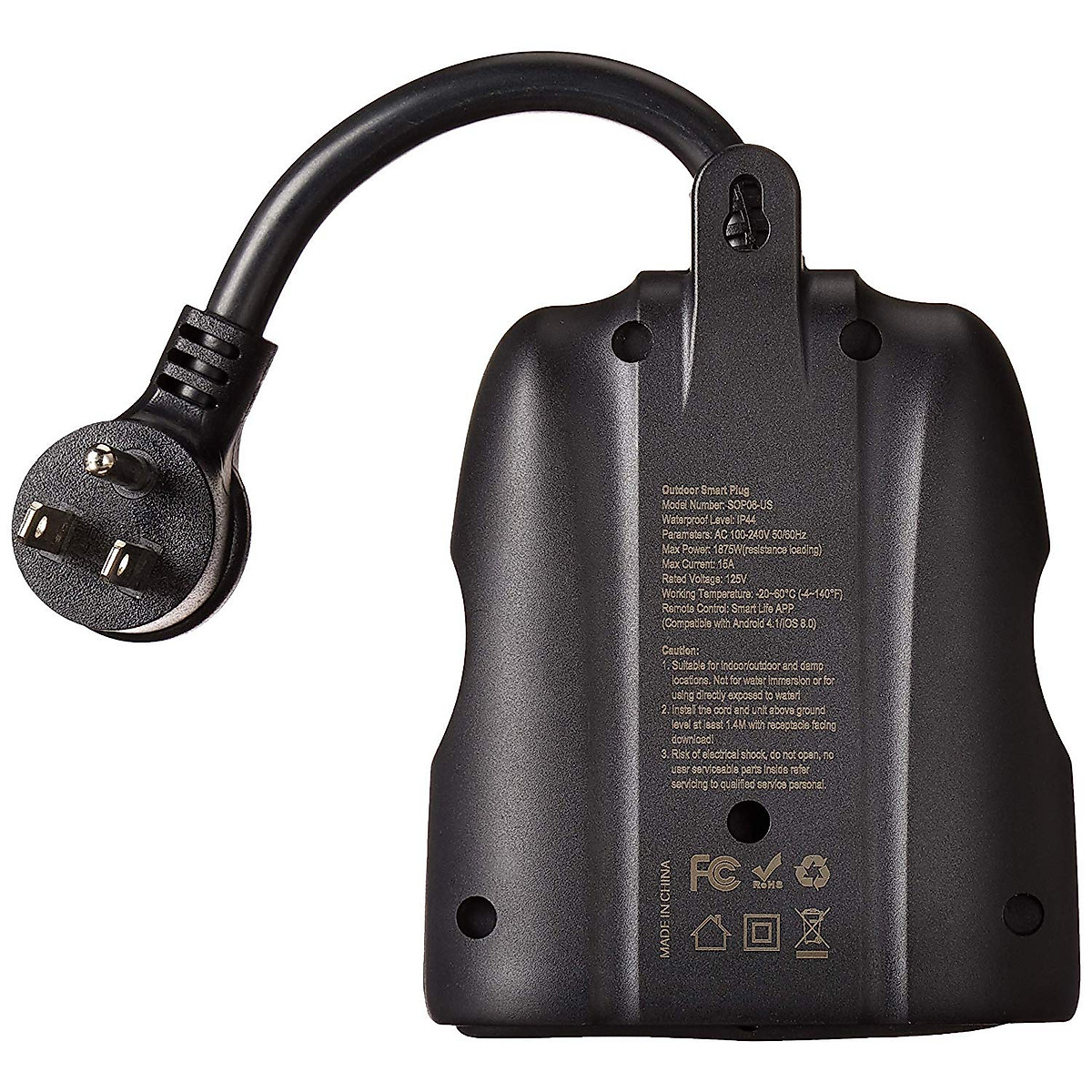 Outdoor Smart Plug - WiFi Outlet with 2 Sockets,Compatible with Alexa,Google Home,Remote Control/Timer by Smartphone,IP44 Weatherproof,FCC/RoHS Certified