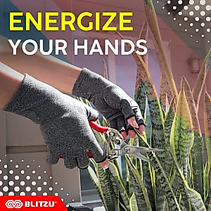 BLITZU Massage Gloves For Hands Copper Hands Arthritis Gloves Women Carpel Tunnel Relief Half Finger Gloves Fingerless Gloves For Women Compression Gloves For Arthritis For Women BLACK M