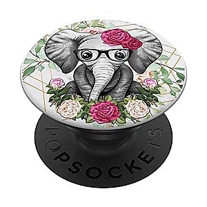 Elephant Sunflower Rose - Cute Elephant Animal Love PopSockets Grip and Stand for Phones and Tablets
