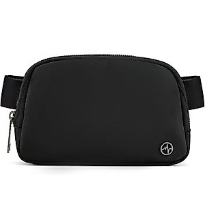 Pander Cross Body Fanny Pack for Women, Fashion Waist Packs, Crossbody Bags, Everywhere Belt Bag with Adjustable Strap (Metal Zipper, Black Onyx)