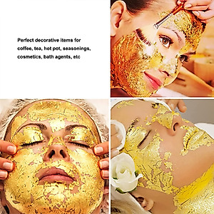 Serlium Edible Gold Leaf, Gold Leaf Cake Decoration Gold Flakes Food Gold Foil Decoration Baking Gold Foil Decor Chocolates Decor Gold Leaf Sheets for Cooking Dessert Decoration Crafts Makeup (2Pcs)