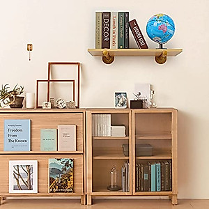 8 Inch Industrial Pipe Clothing Rack, 4 Pcs Gold Shelf Brackets, Wall Mounted Clothes Rack, Heavy Duty Vintage Metal Garment Bracket Frame for Commercial or Residential Wardrobe Clothes Display