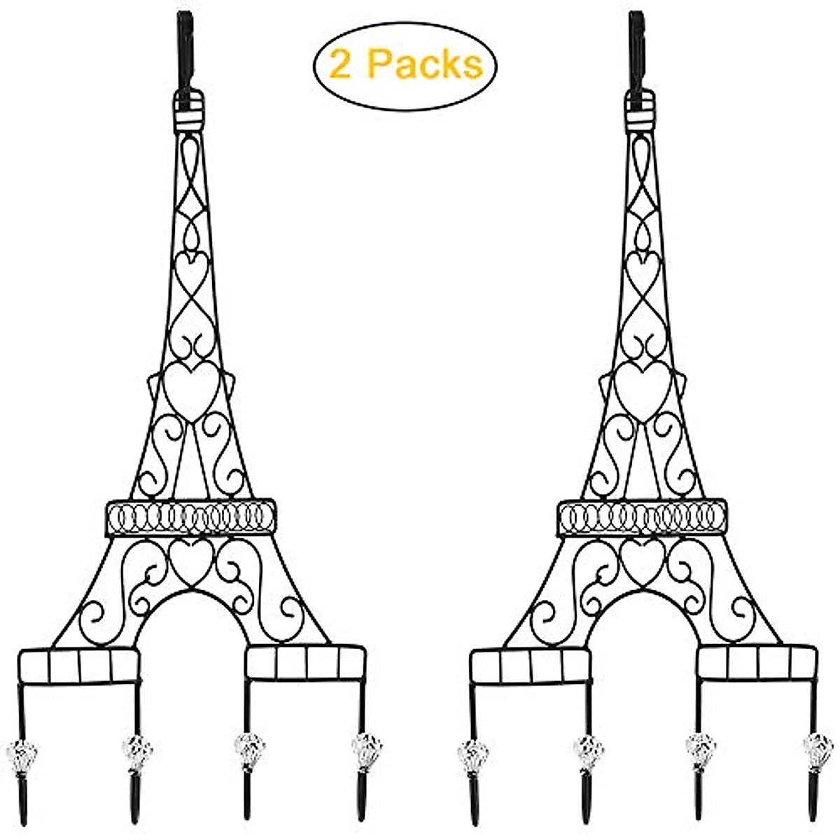 GUSUWOD Set of 2 Long Over The Door Hooks - Paris Themed Eiffel Tower Towel Coat Rack(20.5" x 10.75")…