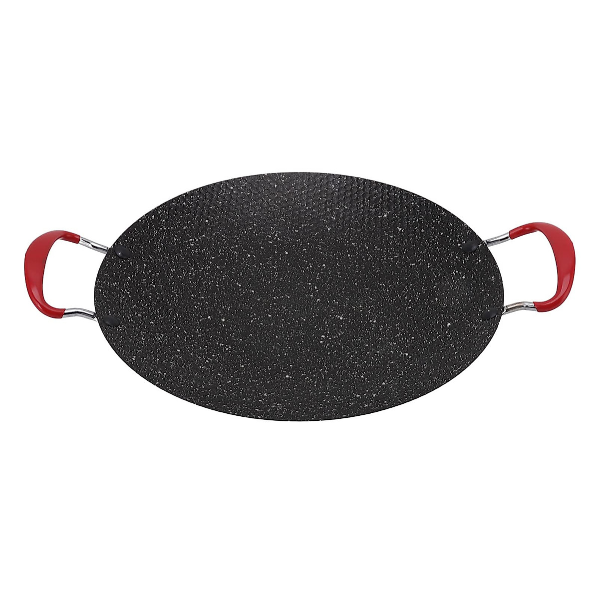 Aqur2020 Korean BBQ Grill Pan, Medical Stone 6 Layer Coating Round Griddle Pan with Anti Scalding Handle for Gas Ceramic Stove (38cm)