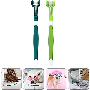 YuanHolumid Dog Toothbrush, Triple Headed Toothbrush Dog Toothbrush for Pet Dental Care Health Supplies