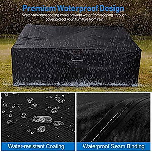 Paswith Outdoor Patio Furniture Covers Waterproof 600D Strong Tear Resistant Outdoor Table Covers, Patio Furniture Covers Windproof UV & Fade Resistant For Outdoor Furniture(90"Lx60"Wx28"H)