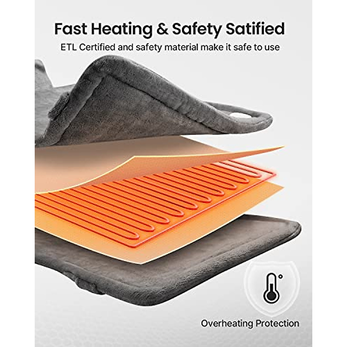 RENPHO Weighted Heating Pad for Back Pain Relief, 24"x33'' Electric Heat Pads for Neck and Shoulders, Fast-Heating, Auto Shut Off, Gifts for Women, ETL Certified, Gray