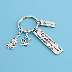 FUSTMW Violin Teacher Gifts Music Teacher Keychain Thank You Gift for Violin Teacher Appreciation Gift Music Teacher Retirement Gift (silver)