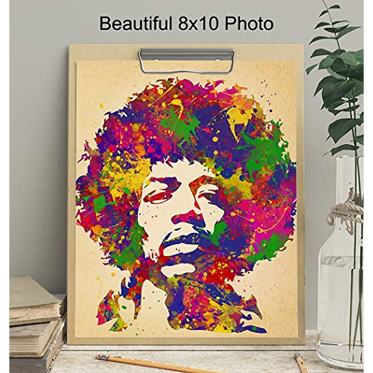 Jimi Hendrix Poster - 8x10 Psychedelic Experience Wall Art Decor for Men, Boys Bedroom, Living Room, Music Studio - Gift for Guitarist, Musician, Woodstock, Purple Haze, 60's Music Fan - UNFRAMED