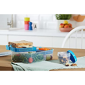 Sistema To Go Collection Bento Lunch Box, Large, Clear/Blue Klips