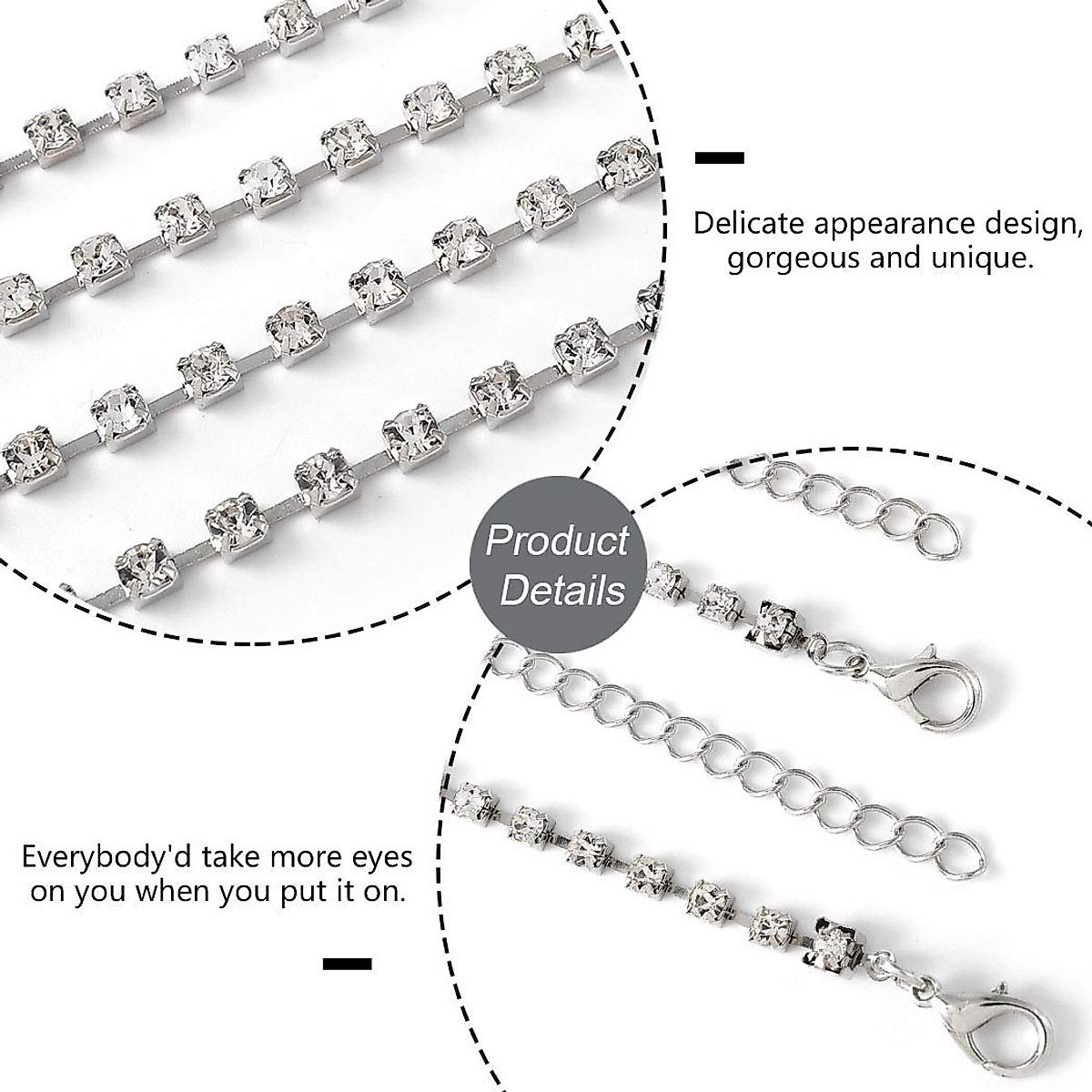 TWINKLEDE Rhinestone Body Chain Silver Bra Chest Chain Crystal Harness Body Acessories for Women and Girls