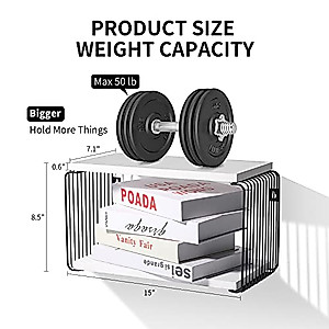 Adowes Floating Nightstand Geometric Wall Mounted Nightstand Wood Bedside Shelf 2 Tier Floating Wall Shelf Floating Table End Table in Bedroom, Living Room, Bathroom, Kitchen, Office, White