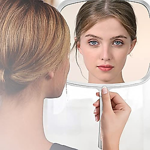 Snowflakes Large Hand Mirror with Handle-Hang Handheld Mirror Hairdresser Mirror.(Silver)