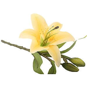 Joostee 8PCS Artificial Lily 3 Heads Fake Lily Artificial Flower for Wedding Home Party Garden Office Decor (Yellow)