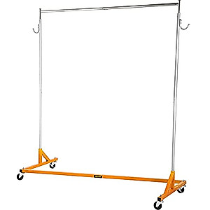 VEVOR Z Rack, 300 lbs Industrial Grade Z Base Garment Rack, 24" x 63" x 71" Height Adjustable Clothes Rack, Sturdy Steel Heavy Duty Clothing Rack w/ Lockable Casters for Home Garment Store Orange