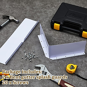 2 Pcs Gutter Valley Splash Guards Downspout Diverter Roof Rain Diverter Roofing Gutter Guards with 20 Screws Gutters for House Residential Flat Shingle Roofs Corner (White, Bent Style)