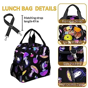 Mushroom Backpack with Lunch Box and Pencil Case Set, 3 in 1 Matching for Girls Boys Backpacks Combo, Aesthetic Bookbag and Pencil Case Bundle