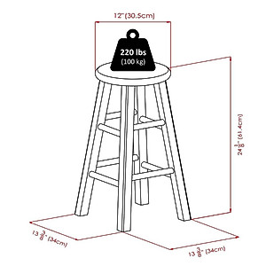 Winsome Wood Ivy model name Stool Rustic Teal/Walnut 13.4x13.4x24.2
