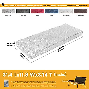 ROFIELTY Custom Size Bench Cushion Patio Bench Seating Cushion Indoor Bench Cushion Outdoor/Indoor Bench/Swing Cushion Porch Swing Cushion Bench Pads (Dark Brown,31.4x11.8x3.14in)