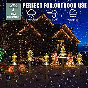 PIXFAIRY Solar Christmas Pathway Lights Outdoor, Waterproof Solar Powered Stake Lights, Christmas Decorations for Home, Pathway, Garden, Walkway, Yard, Lawn, Patio (5 Tree)
