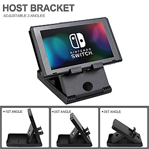 Switch Accessories Bundle, Kit with Carrying Case, Protective Case with Screen Protector, Compact Playstand,Game Case, Joystick Cap, Charging Dock, Grip and Steering Wheel for Nintendo Switch(20-in-1)