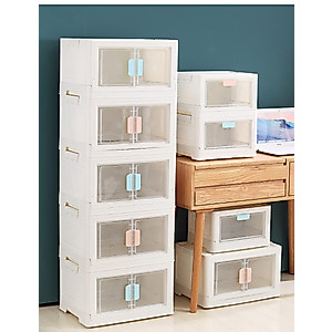 Radefasun Foldable Storage Bins with Lid and Clear Door and Weels Plastic Collapsible Storage Box Portable Stackable Grocery Toys Books Container Folding Storage Crate for Home or Car Trunk