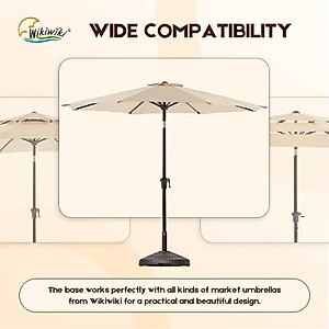 wikiwiki Round Base Umbrella Weighted Base Patio Market Umbrella Weights, Water & Sand Filled Free Standing HDPE Round Weight Base (80 Lbs, Dark Brown)