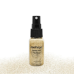 Mehron Makeup GlitterSpray | Hair and Body Glitter Spray | Body Shimmer Spray 1 fl oz (30 ml) (Gold) Perfect for Beauty, Theater, Halloween, Parties, Festivals, Concerts, and More