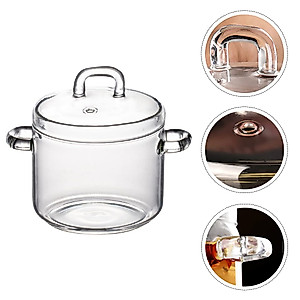 Clear Glass Cooking Pot Saucepan: - Glass Stew Pot with Lid Small Stovetop Pot Glass Cookware for Milk Pasta Noodles Soup 700ml