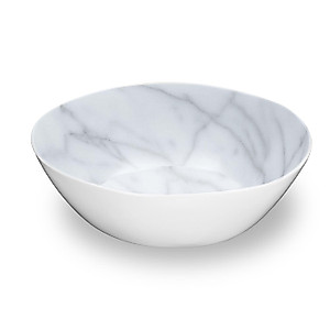 TarHong Carrara Marble Dinnerware 12 Piece Set, Pure Melamine, Shatterproof, 4 Dinner Plates, 4 Salad Plates, 4 Bowls
