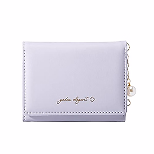 Sunwel Fashion Elegant Small Wallet with Chain Decoration Cash Credit Card Holder ID Window for Women Girls (PURPLE)